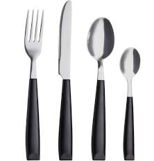 Bistro Rounded Handle Cutlery Set 24 Pieces Black – Sands and Fagans